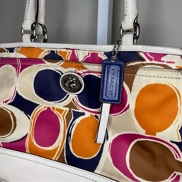 Coach | Bags | Coach Signature Multicolor Canvas Satchel Shoulder Bag ...